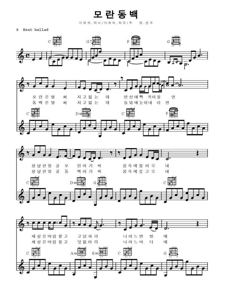 조영남 모란동백 가사듣기 ♬ 모란동백 악보 ~ 조영남 특집 콘서트 네이버 블로그
